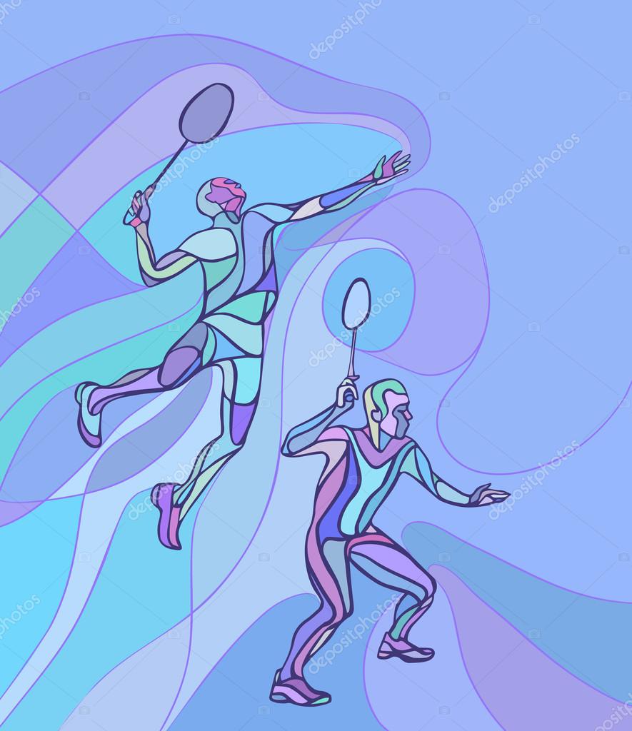 Mens doubles badminton players. Color vector illustration Stock Vector ...