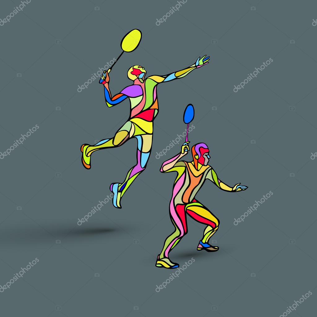 Mens doubles badminton players. Color vector illustration Stock Vector ...