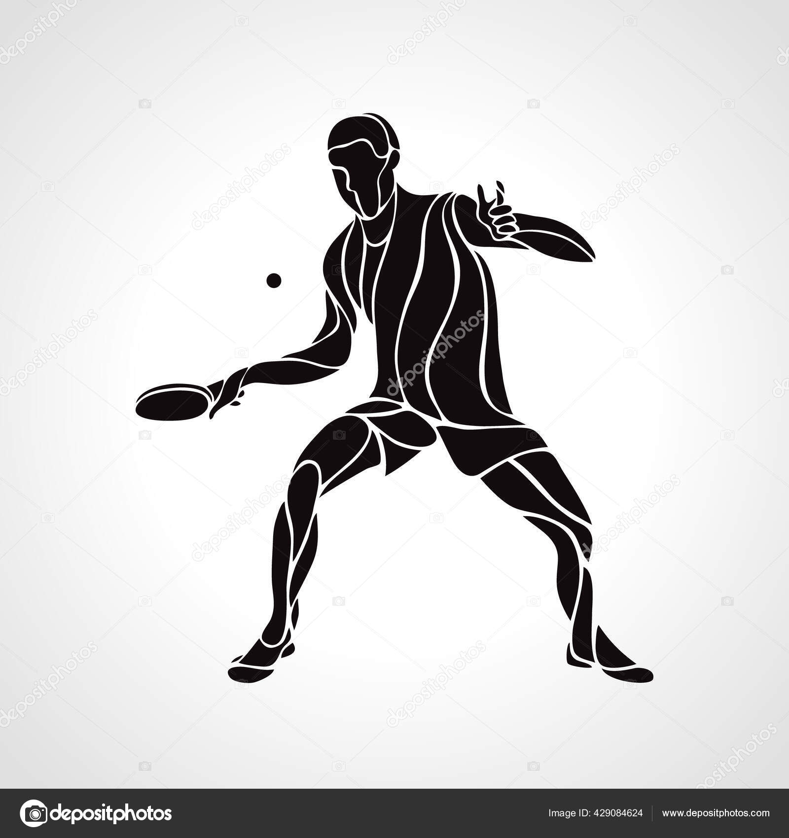 Table Tennis Male Player with Racket Overhead Eps 10 Stock Vector by ...