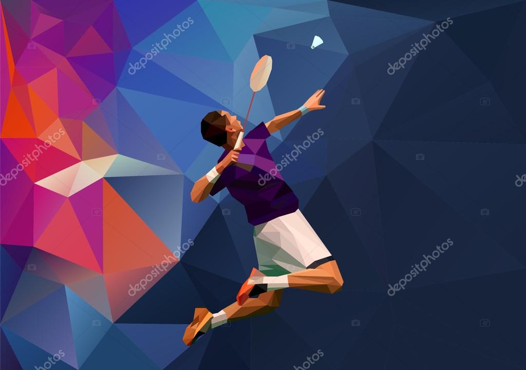 Creative triangle style professional badminton player Stock Vector ...
