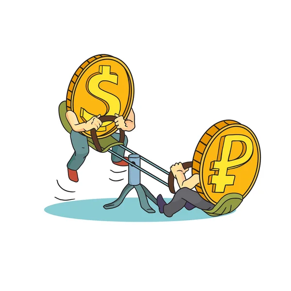 Concept drawing: high rate of Dollar compared with Euro. Euro and ...