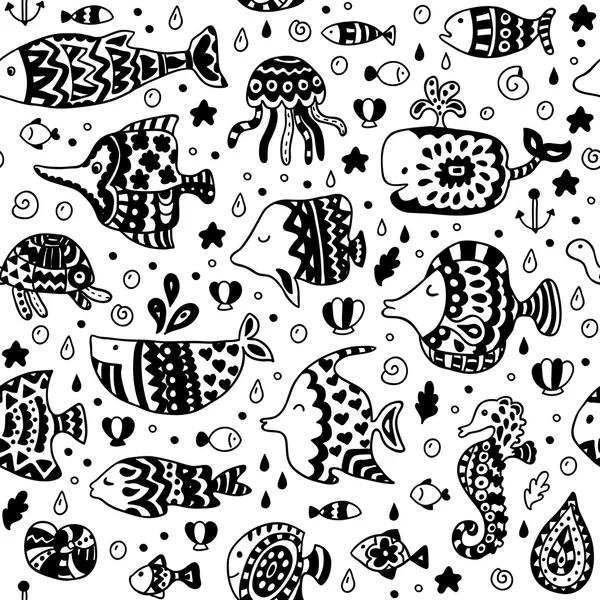 Seamless pattern with sea creatures. Stock Vector Image by ©Marina ...