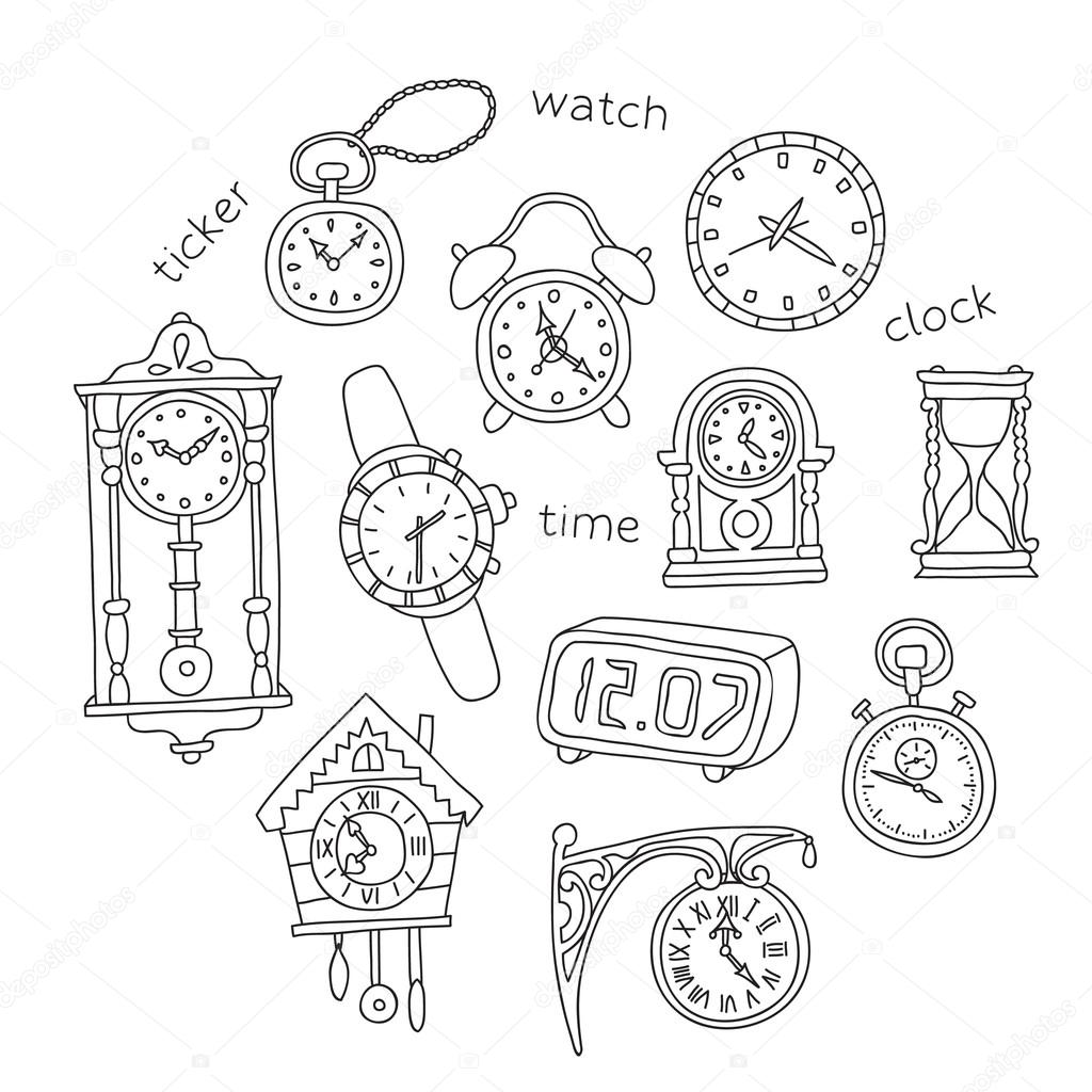 Illustration of doodle clocks. Stock Vector Image by ©Marina_Mandarina ...