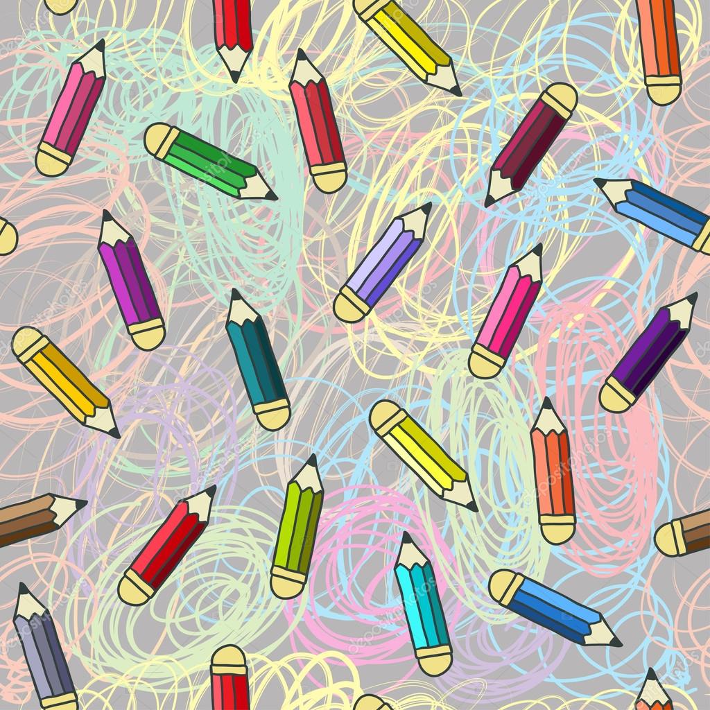 Background with pencils. Vector seamless pattern. Stock Vector Image by ...