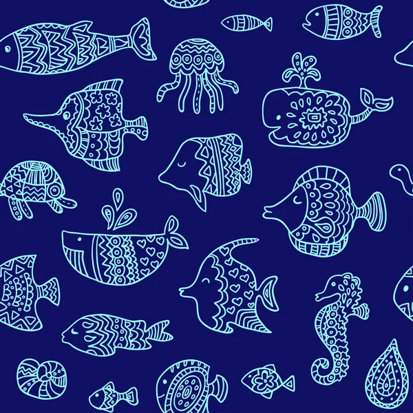Seamless pattern with sea creatures — Stock Vector © Marina_Mandarina ...