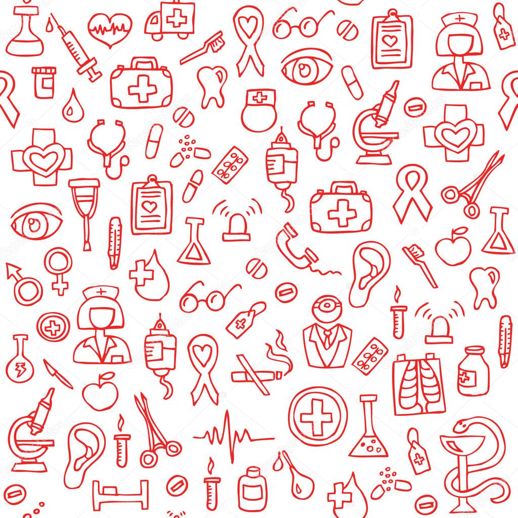 Hand drawn medical seamless pattern. Vector Illustration — Stock Vector ...