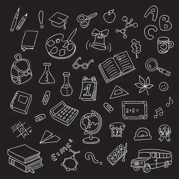 Vector back to school doodle elements pattern or background. Study and learning objects. Book ...