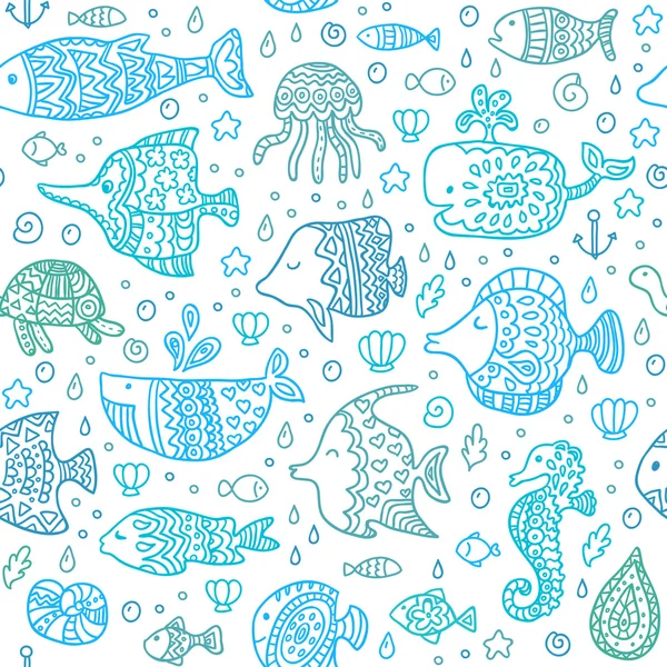 Seamless pattern with sea creatures. Stock Vector Image by ©Marina ...