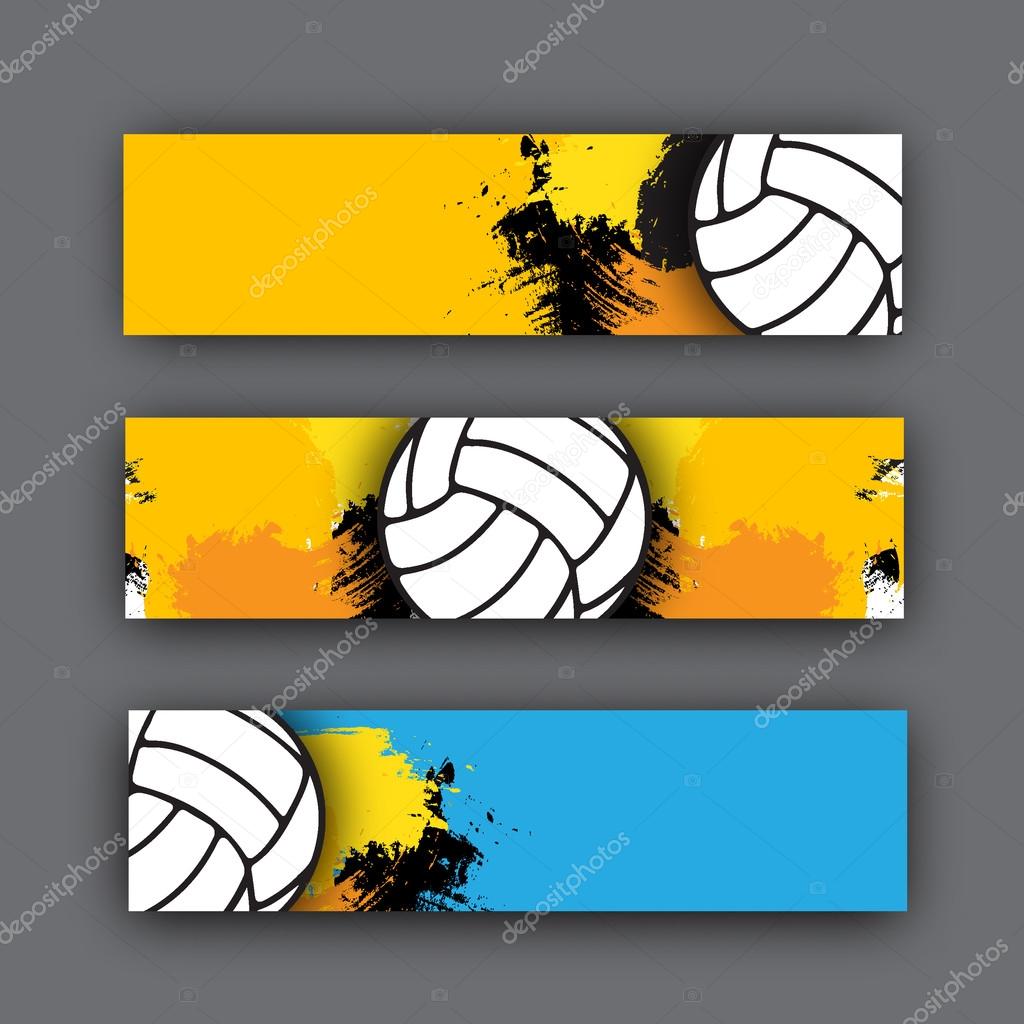 Collection of vector banners volleyball theme. ball on background ...