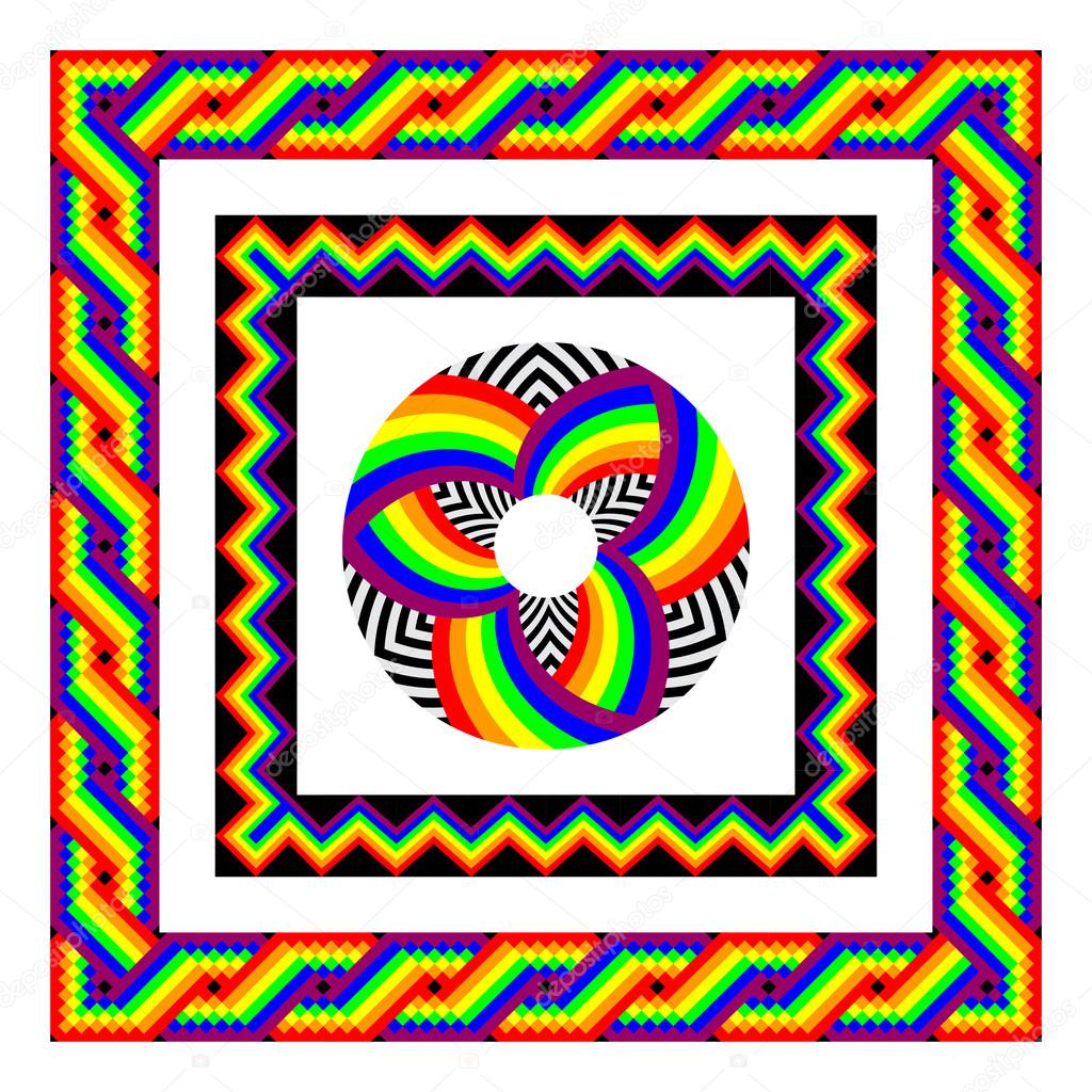 Marcos vectoriales en colores arcoíris. el marco cuadrado en el estilo ...