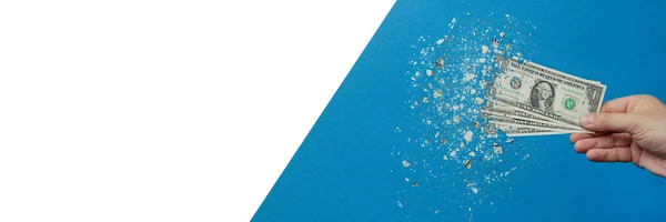 Inflation, dollar hyperinflation with black background. One dollar bill ...