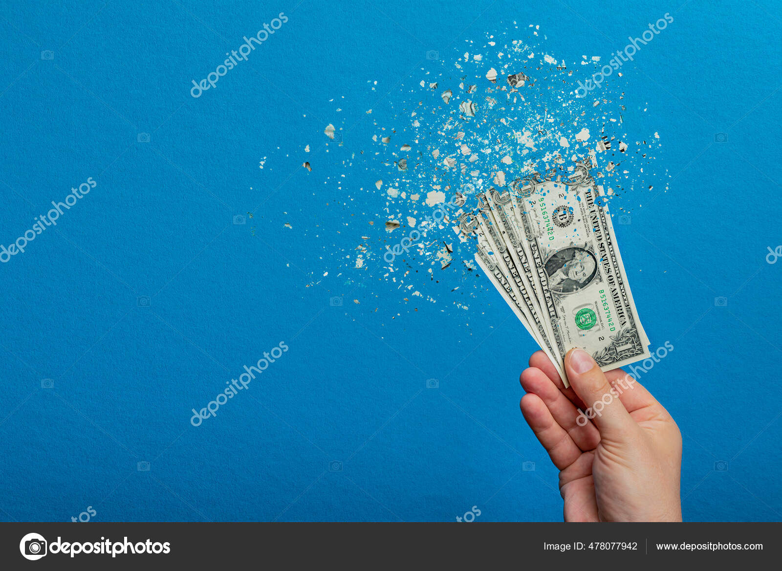 Inflation, dollar hyper inflation. Banner with blue background. One ...