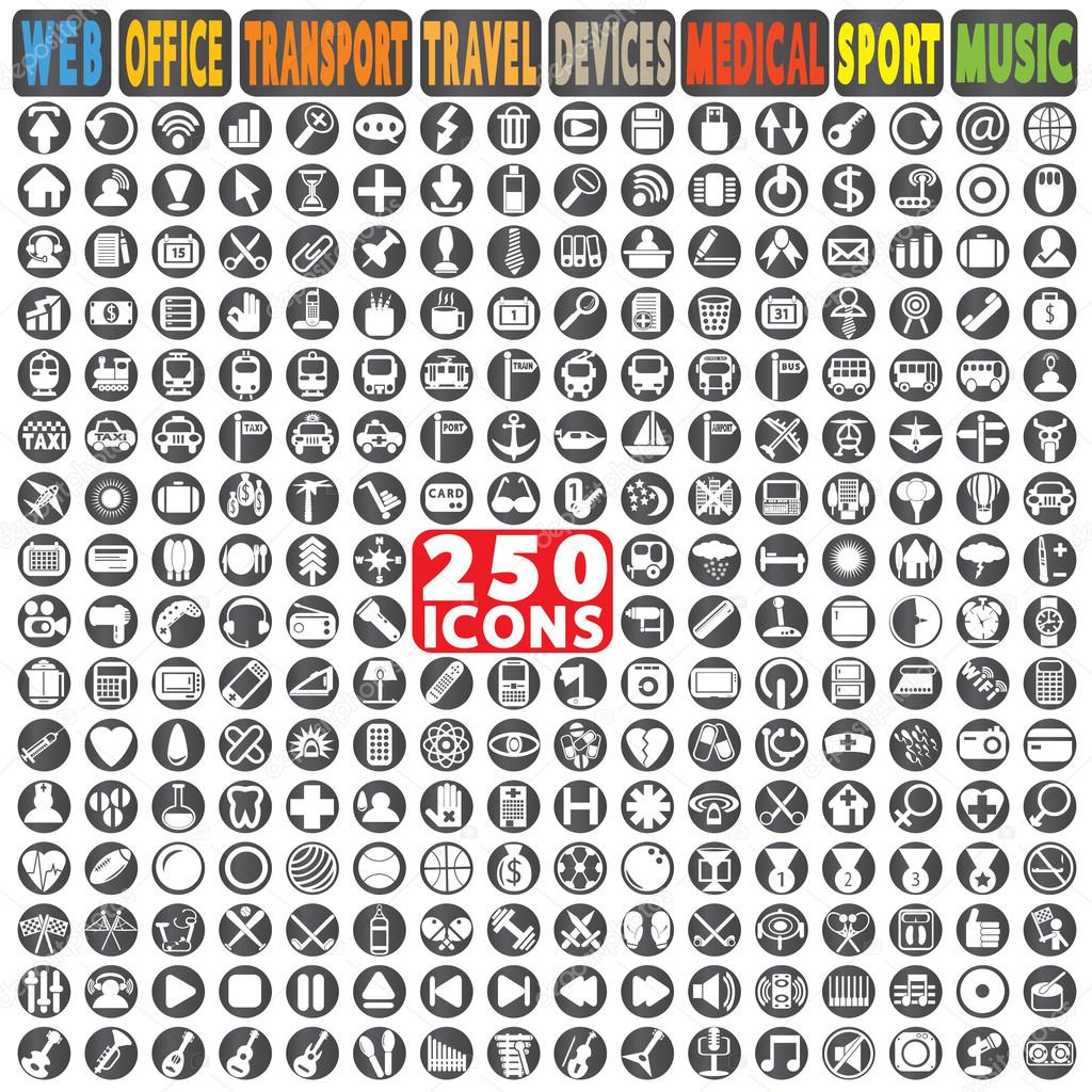 250 icons Stock Vector Image by ©Chege011 #60015245