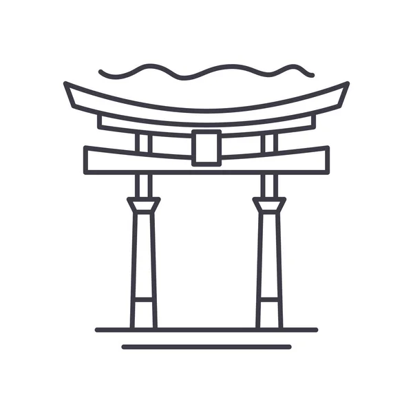 Asian castle gate icon, black vector sign with editable strokes ...