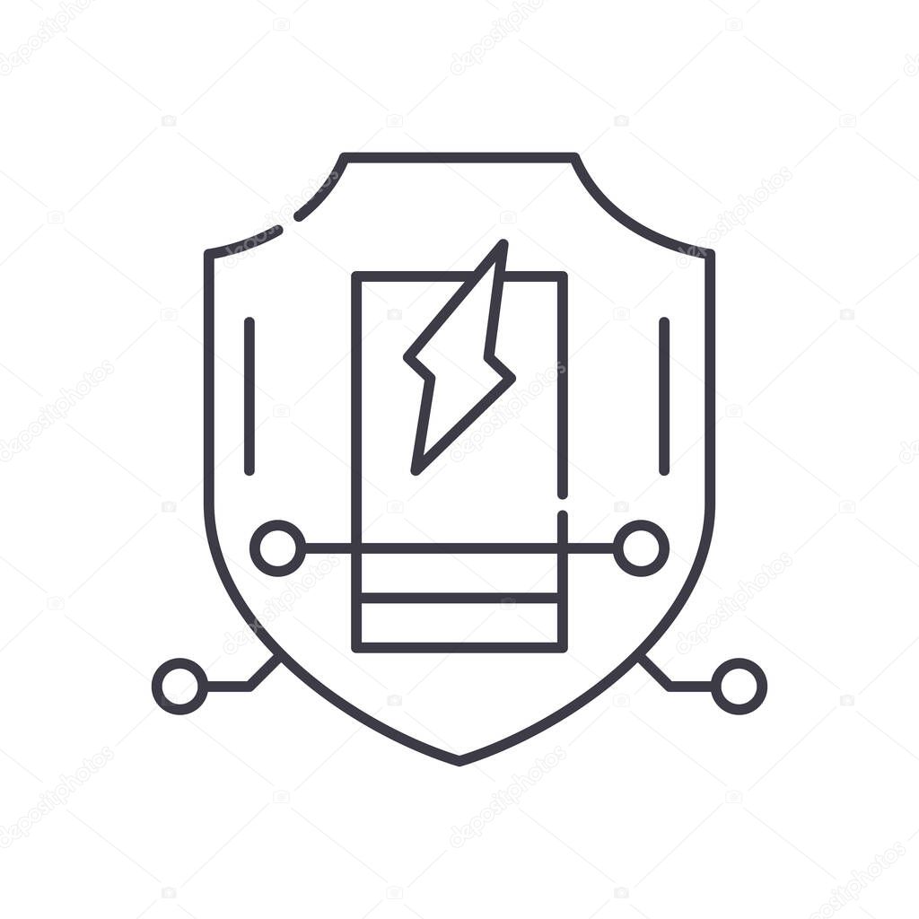 Icono de protección de bajo voltaje, ilustración lineal aislada, vector ...