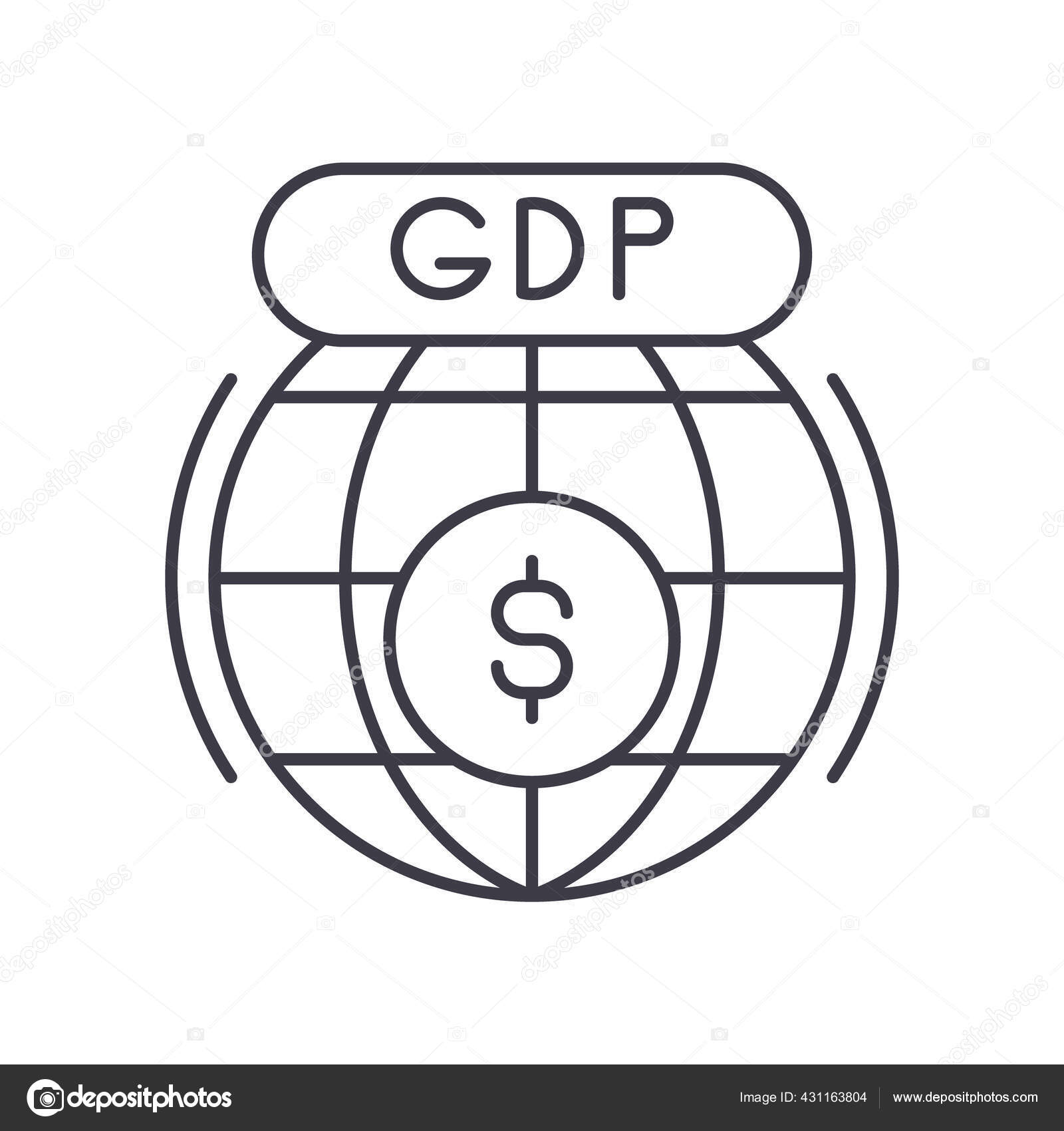 Gdp icon, linear isolated illustration, thin line vector, web design ...
