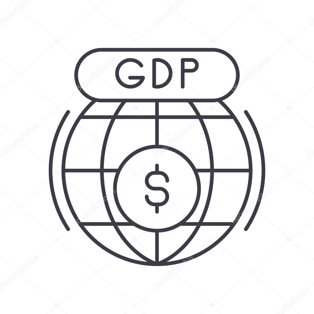 Icono de Gdp, ilustración lineal aislada, vector de línea delgada ...