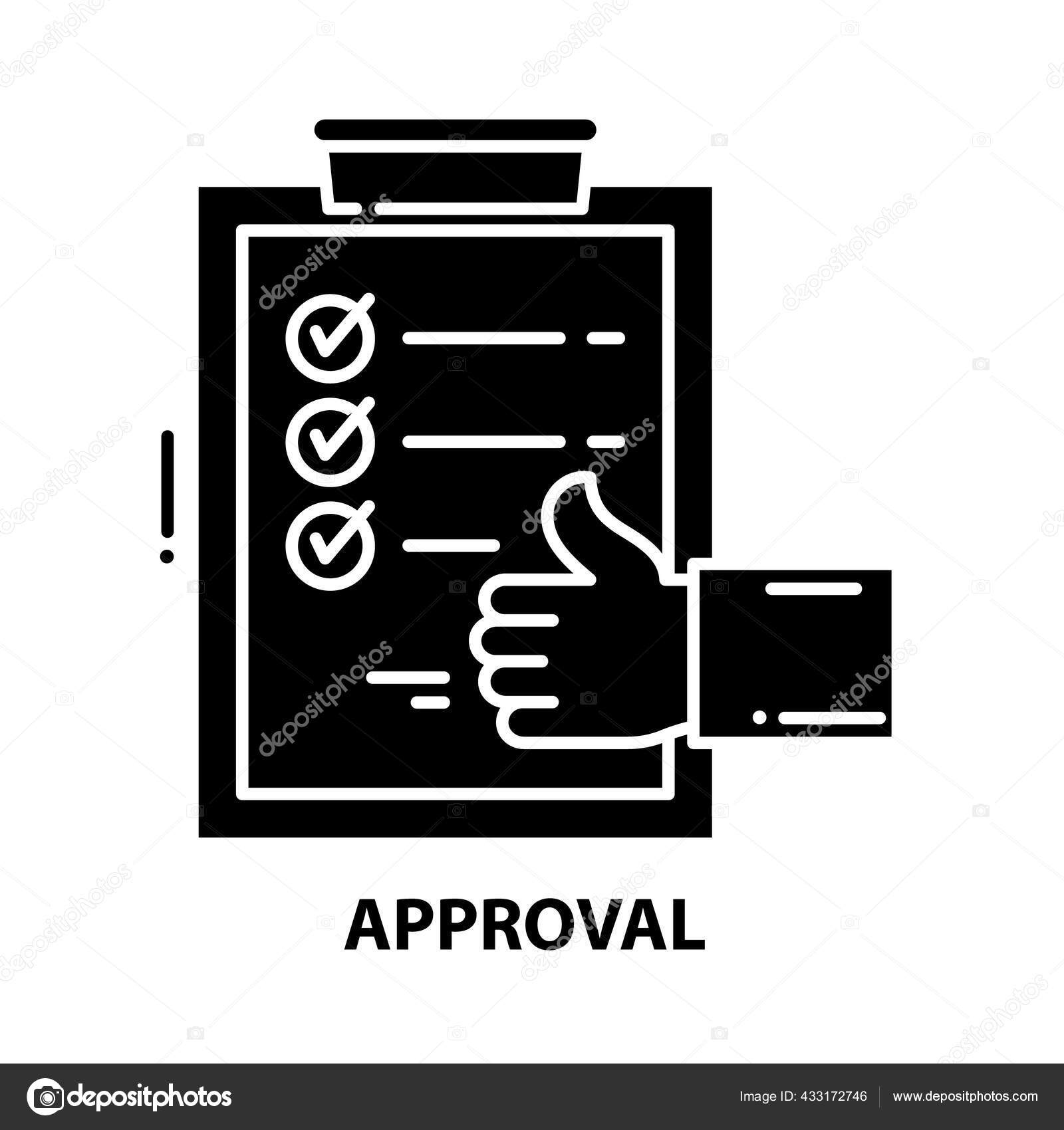 Icono de aprobación, signo de vector negro con trazos editables ...