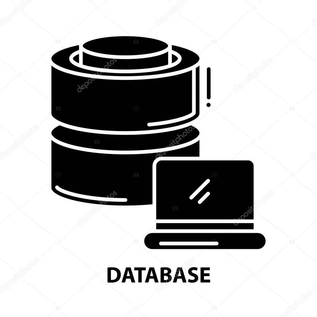 icono de símbolo de base de datos, signo de vector negro con trazos ...