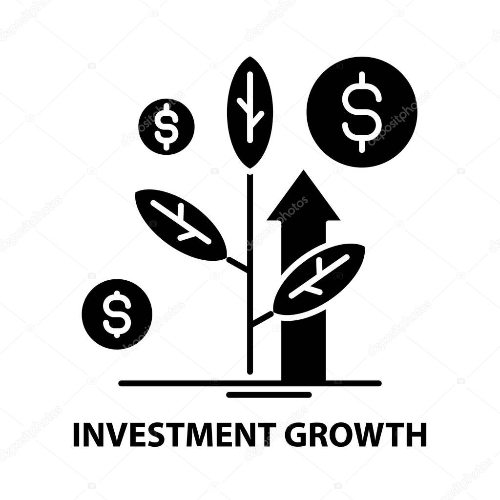 icono de símbolo de crecimiento de inversión, signo de vector negro con ...