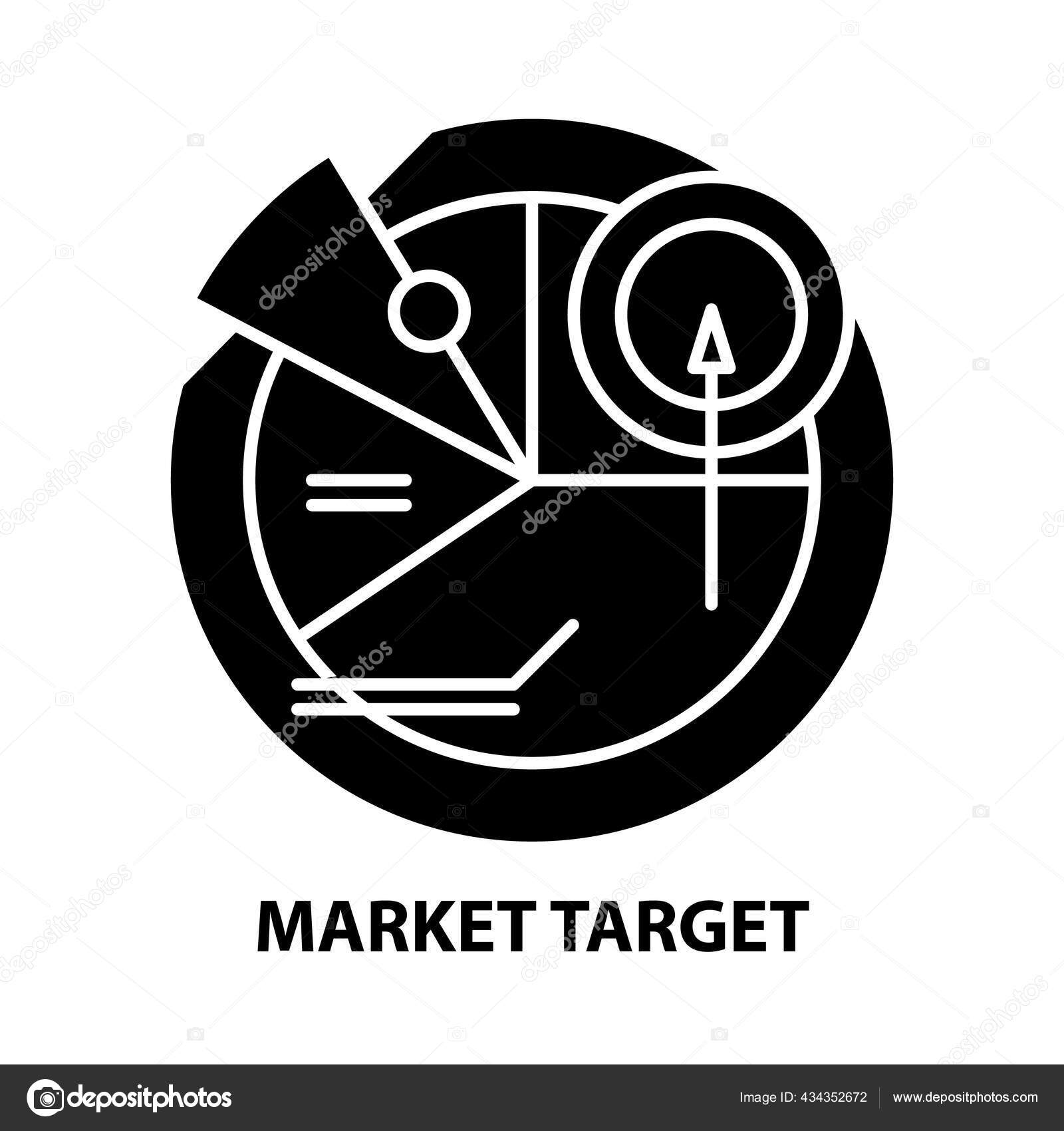 Market target icon, black vector sign with editable strokes, concept ...