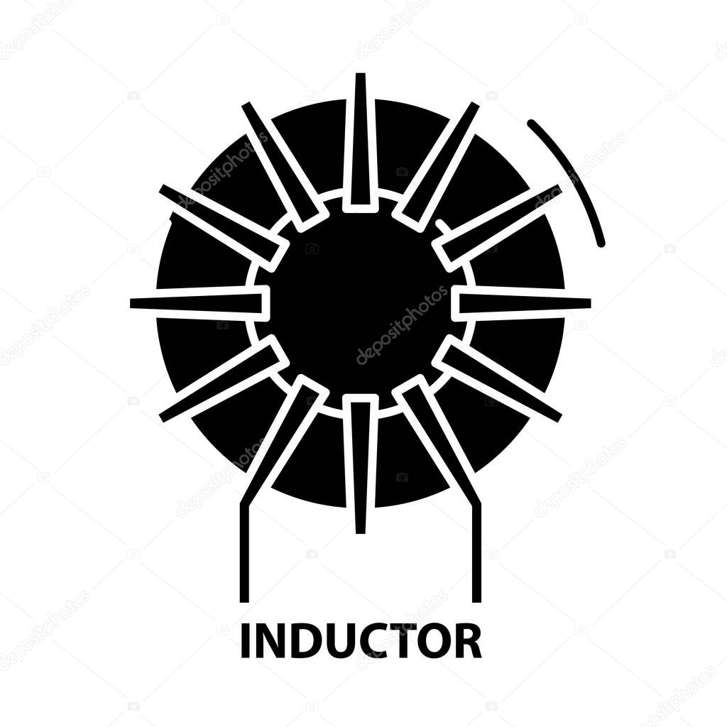 Icono del inductor, signo de vector negro con trazos editables ...