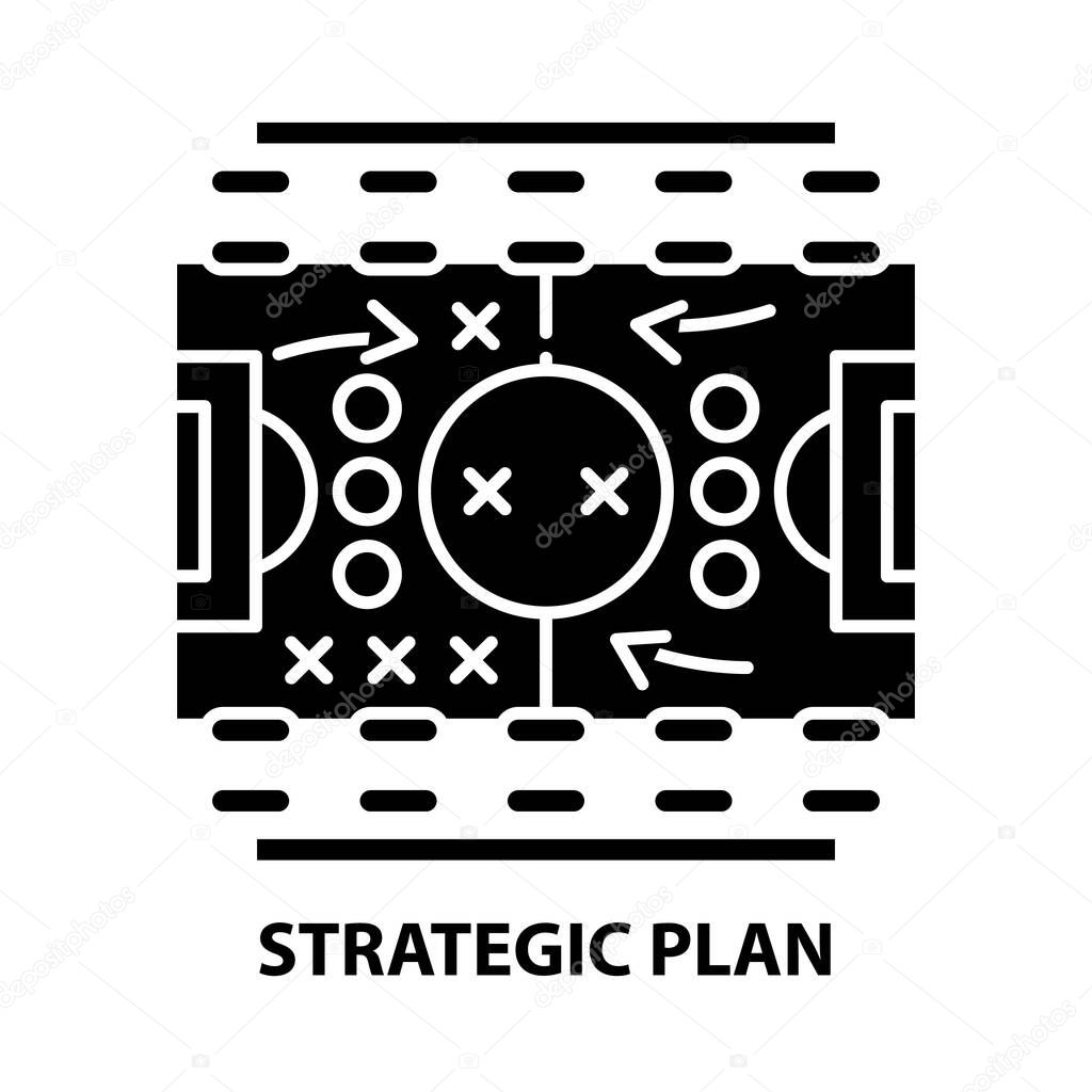 icono de símbolo de plan estratégico, signo de vector negro con trazos ...