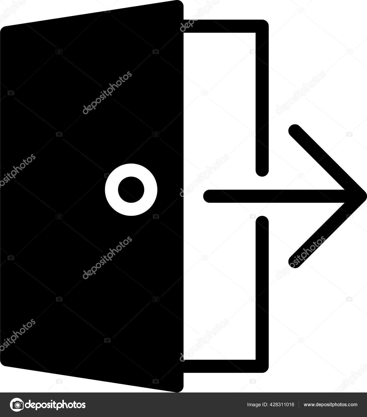 Exit Icon Outline Isolated Black Background Stock Vector by ©Prettycons 428311016