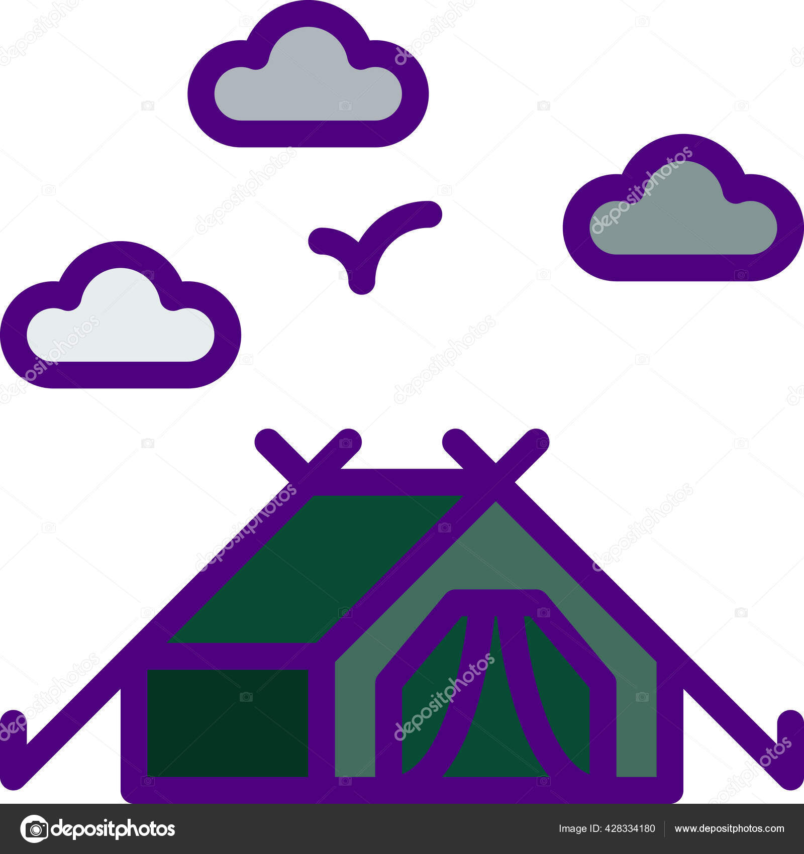 Ilustración Vectorial Camping Sobre Fondo Blanco Vector de stock #428334180 de ©Prettycons