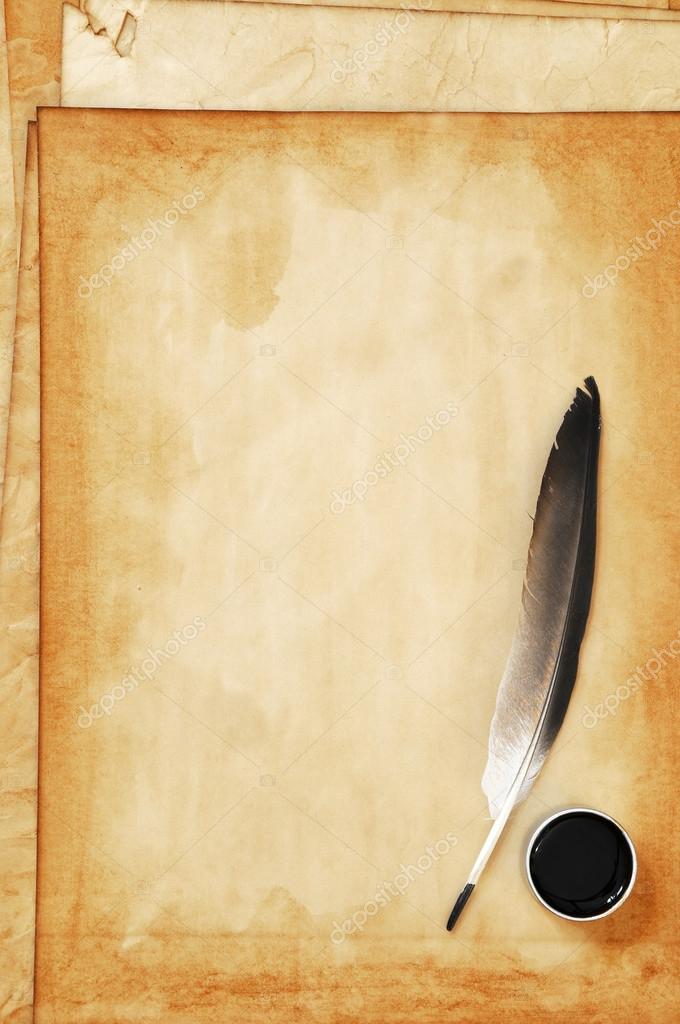 Old Paper With Feather 1,200+ Old Blank Scroll Paper And Feather Stock