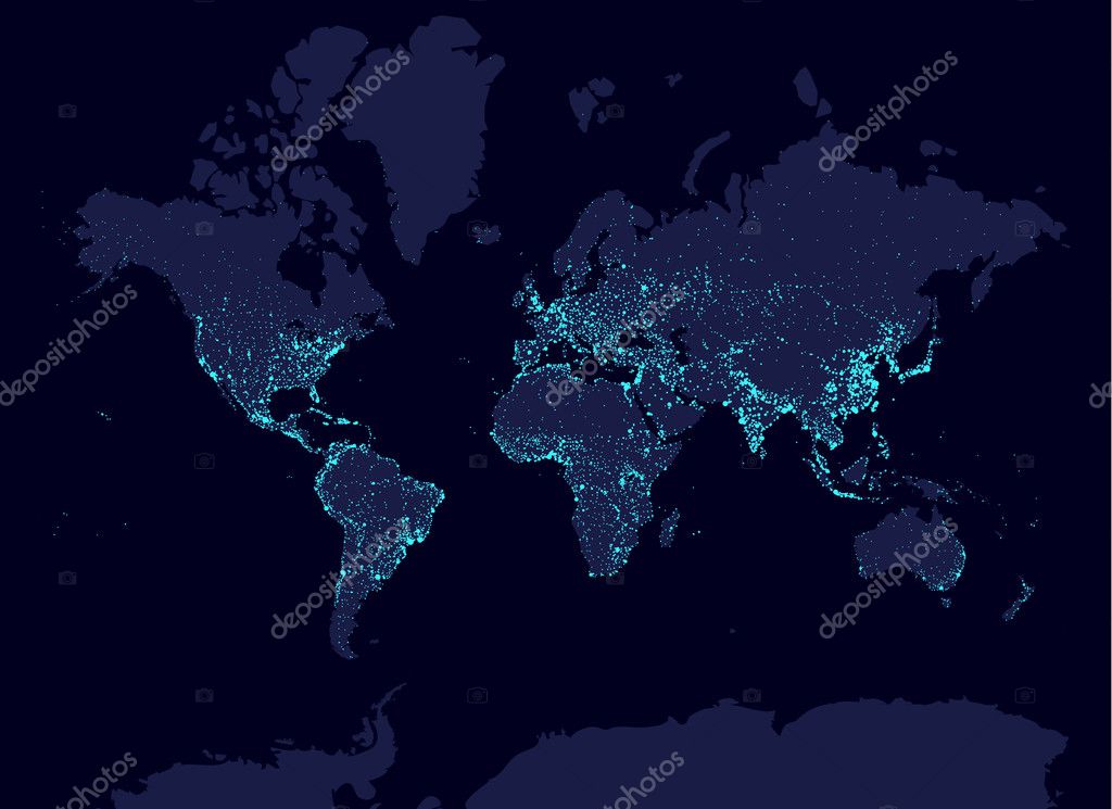 Mapa Del Mundo Tierra Por Noche Concepto Del Día Tierra Vector de stock ...