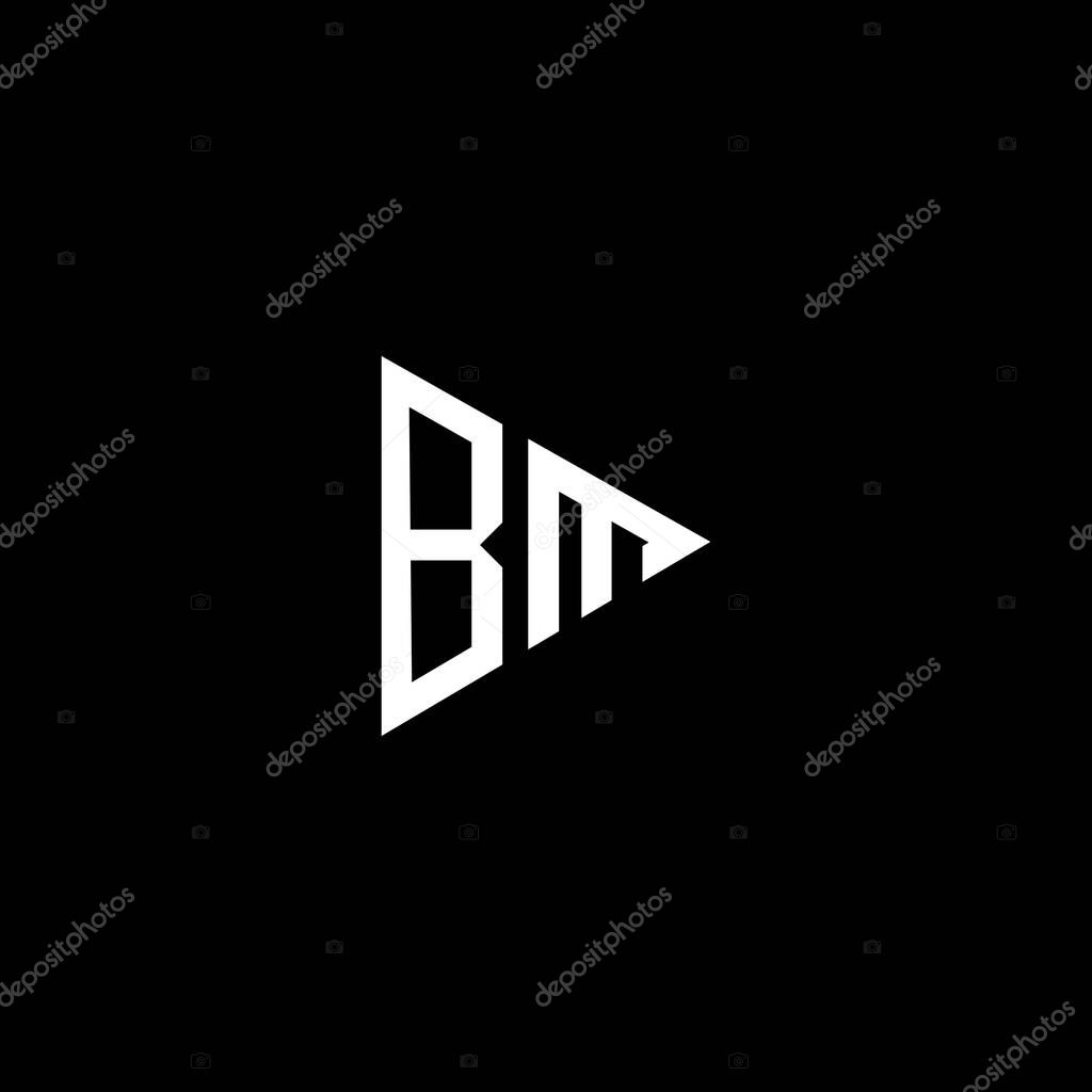 Diseño creativo del logotipo de la letra B M sobre fondo de color negro, bm monograma 2023