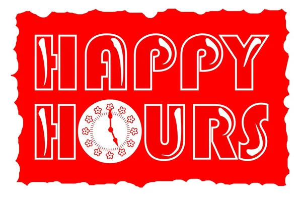 Happy hours inscription in red color with clock face Stock Vector Image ...