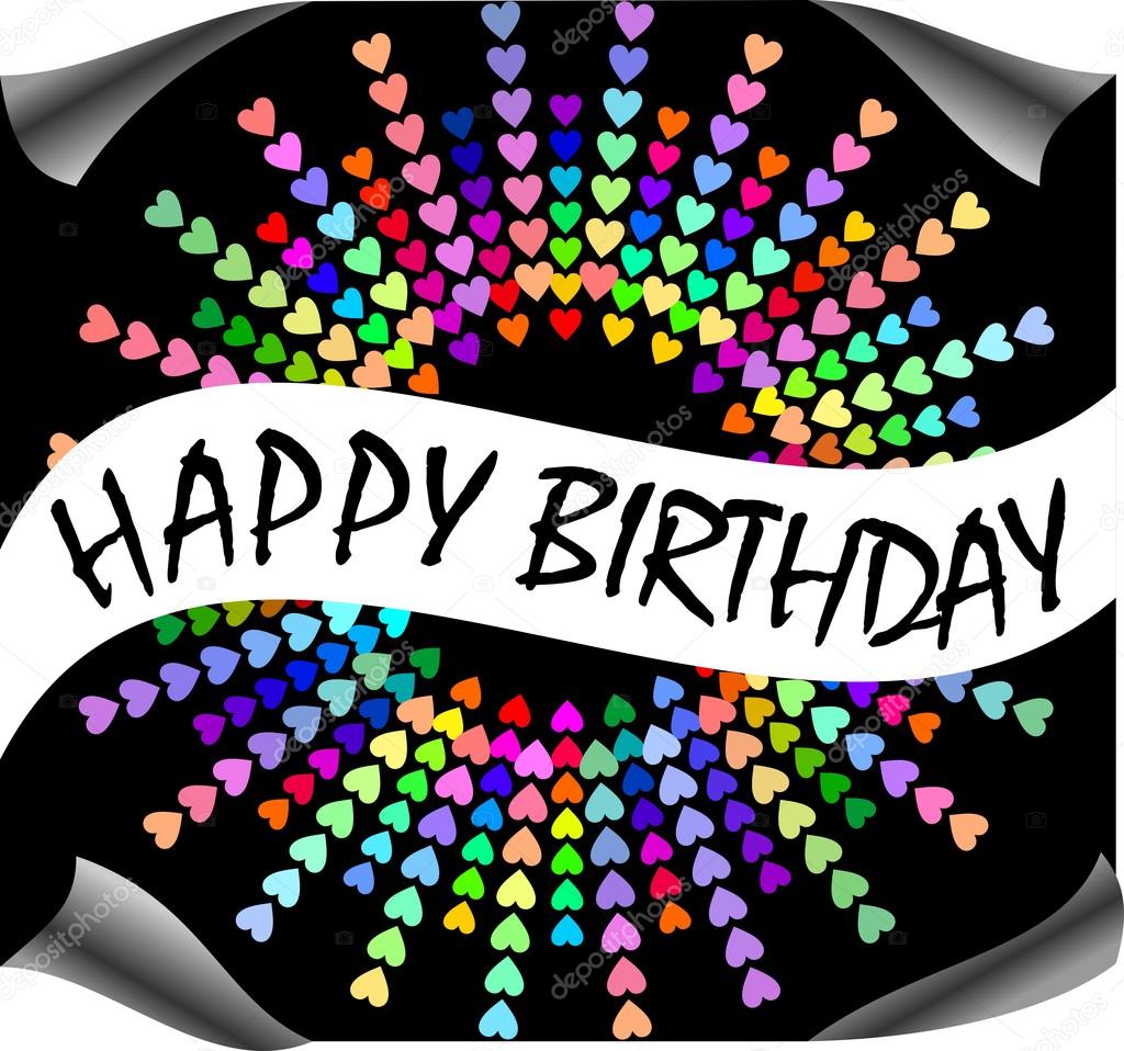 Happy birthday billboard with rainbow hearts Stock Vector Image by ...
