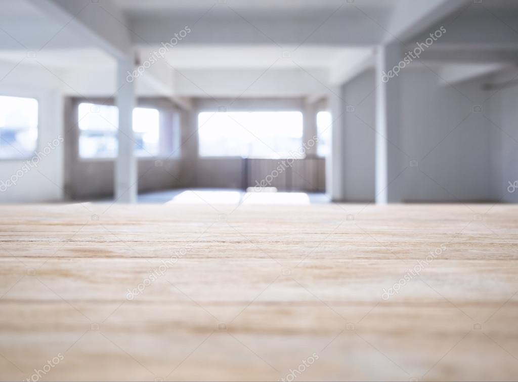 Table top counter with Loft space Interior background Stock Photo by ...