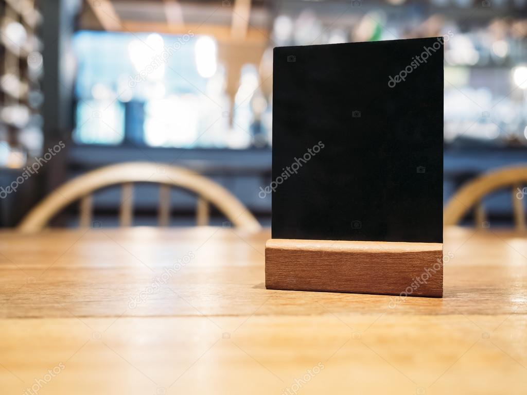 Mock up Menu frame on Table in Bar restaurant cafe — Stock Photo ...