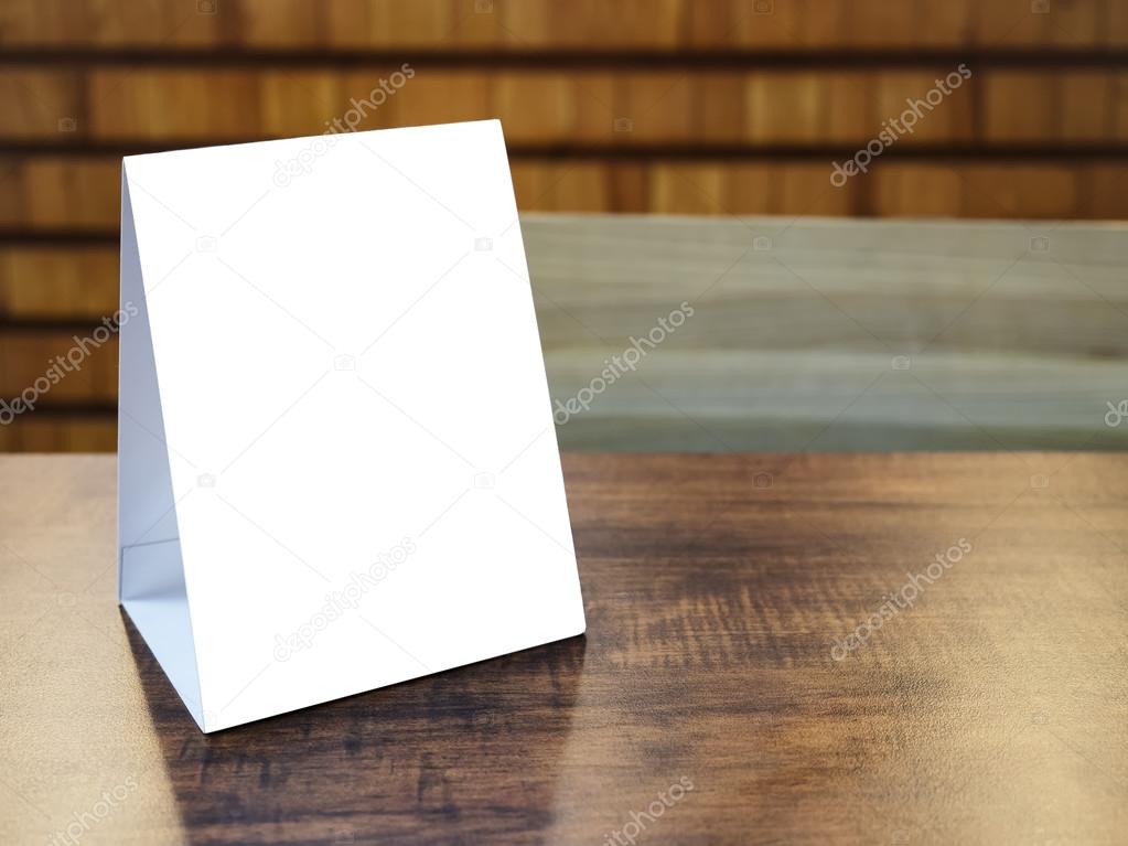 Mock up Menu Frame template on table in Restaurant cafe — Stock Photo ...