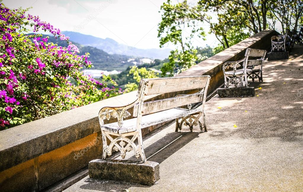 Rest beautiful place benches on the lookout — Stock Photo © mrhomme ...
