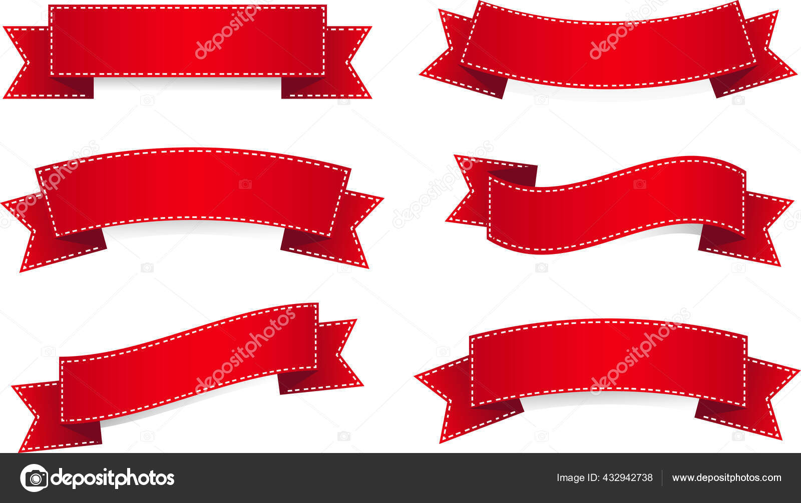 Red Ribbons Vector Set Celebration Posters Websites Advertisement ...