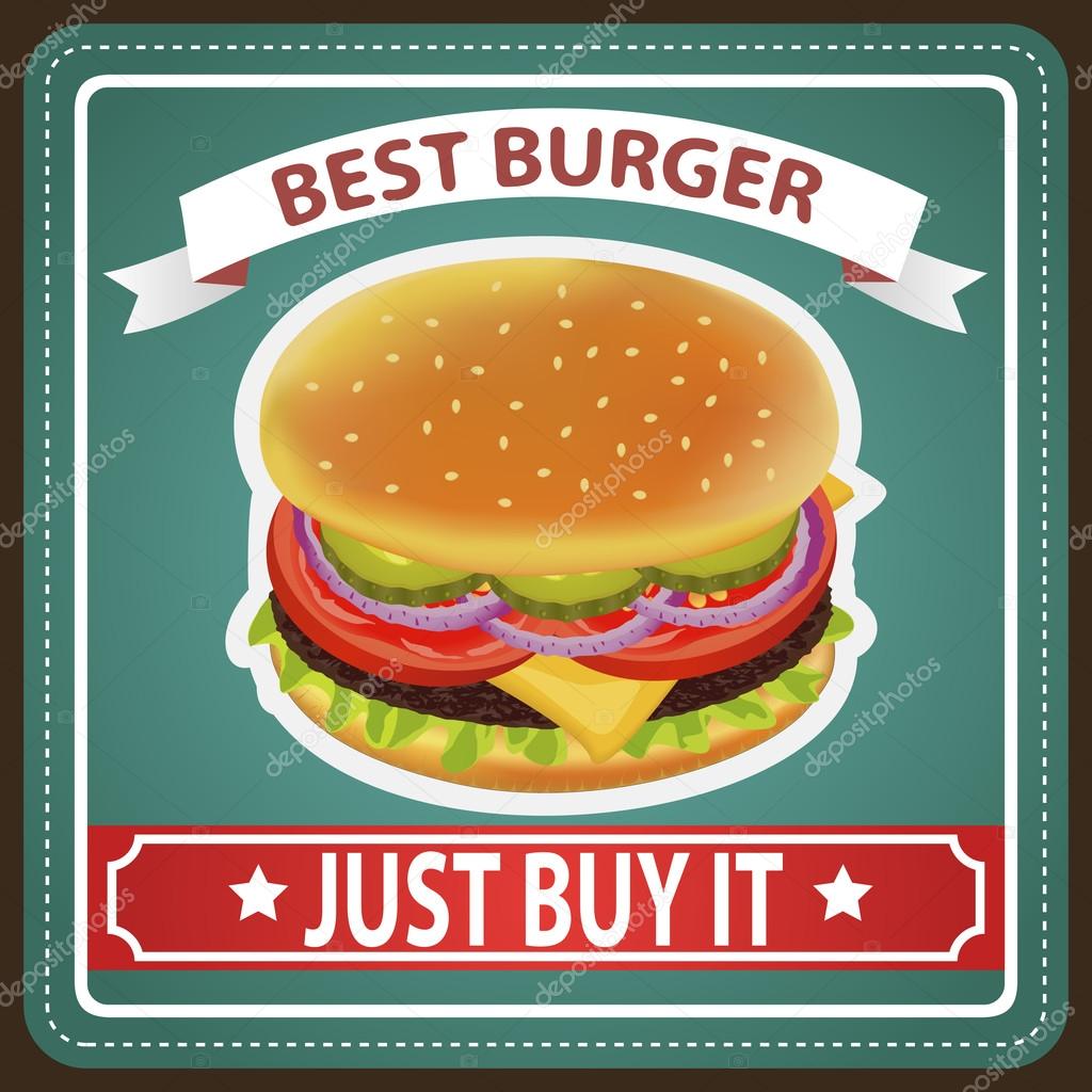 BURGER RETRO POSTER BLUE 2 Stock Vector by ©LIORIKI 80407000