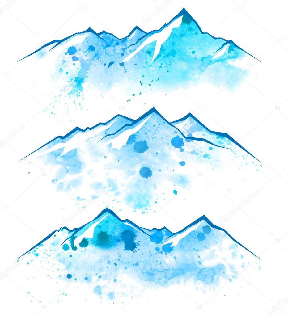 Watercolor mountains borders — Stock Vector © mart_m #103135194