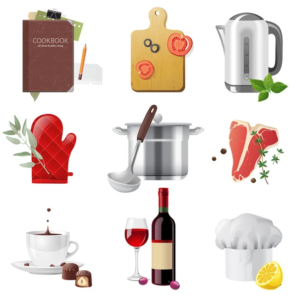 Restaurant and kitchen icons vector set Stock Vector Image by ...
