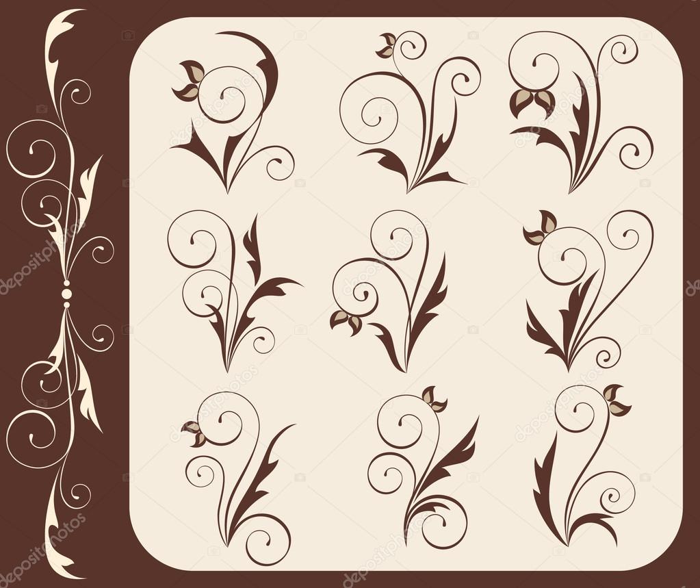 Retro-styled floral elements Stock Vector by ©mart_m 60049945