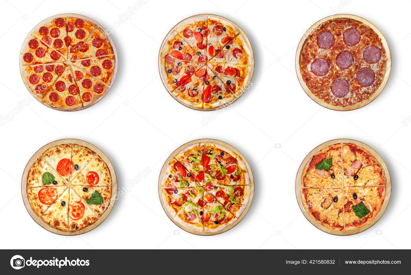 Download - Six different pizza set for menu. Meat pizzas with 1 ...