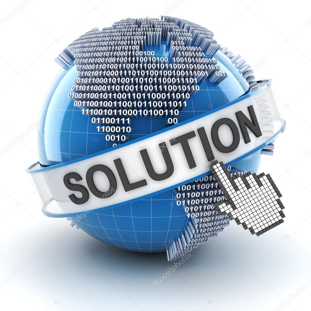 IT solution symbol with digital globe, 3d render Stock Photo by ...