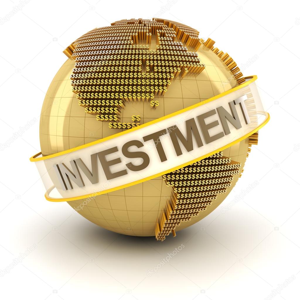 Golden globe with investment text — Stock Photo © ymgerman #62656893