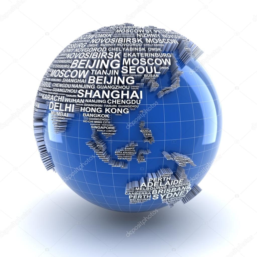Earth with names of major cities in the world — Stock Photo © ymgerman ...