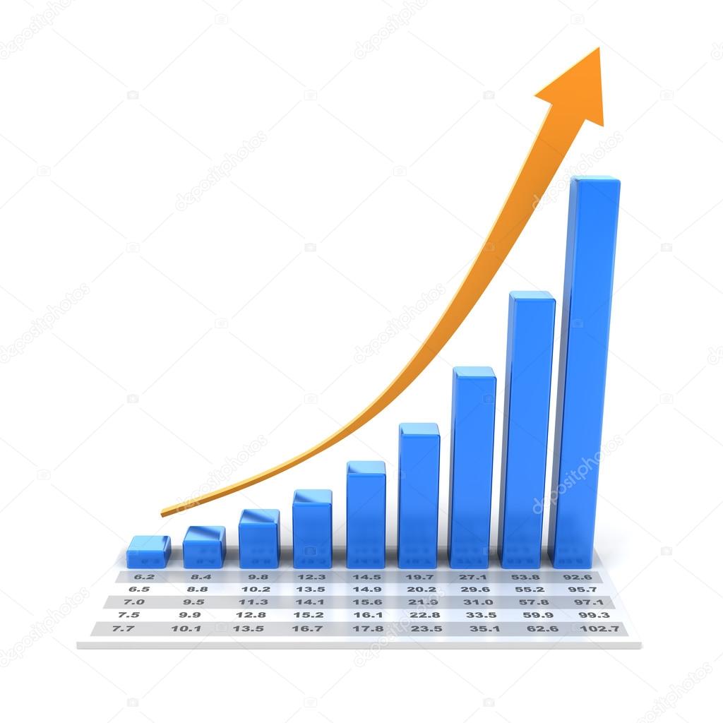 Growth chart with data, 3d render Stock Photo by ©ymgerman 65695201