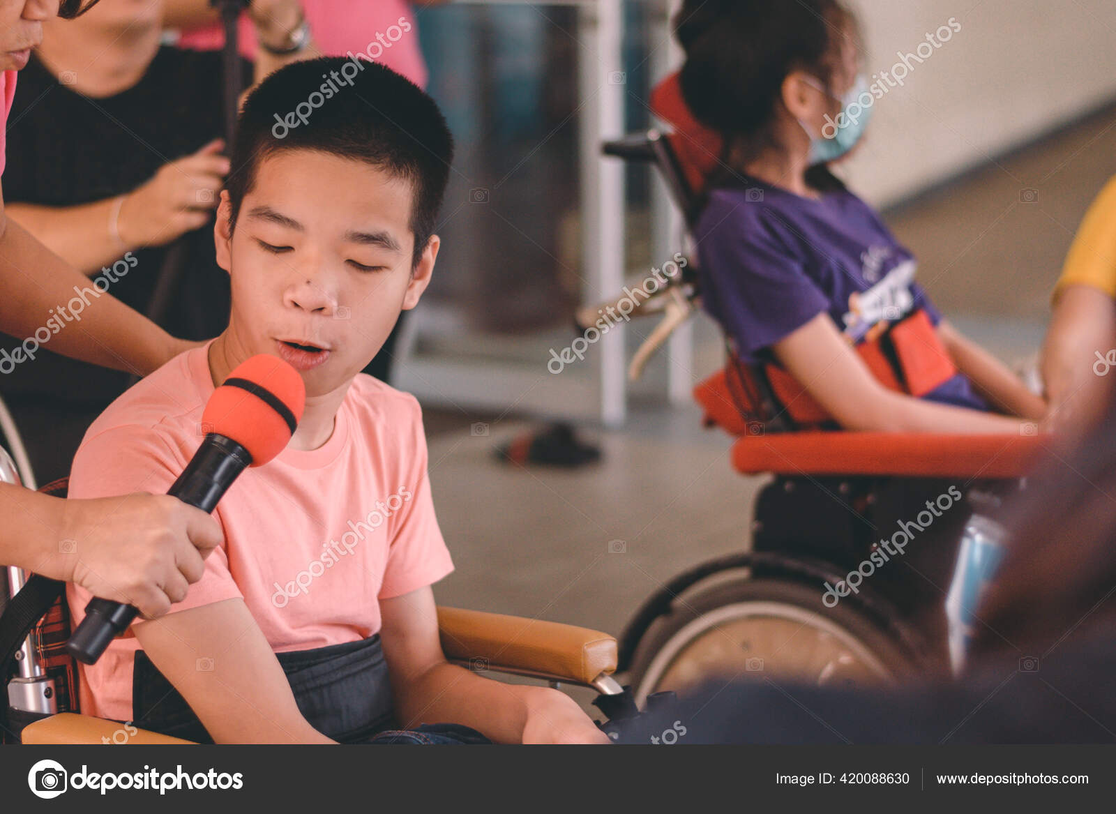 Asian Special Child Wheelchair Classroom Disabilities Children Smile ...