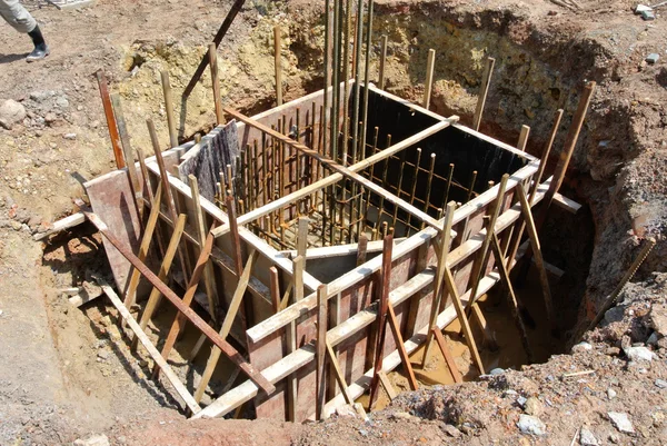 Pile cap formwork made from timber and plywood — Stock Photo ...